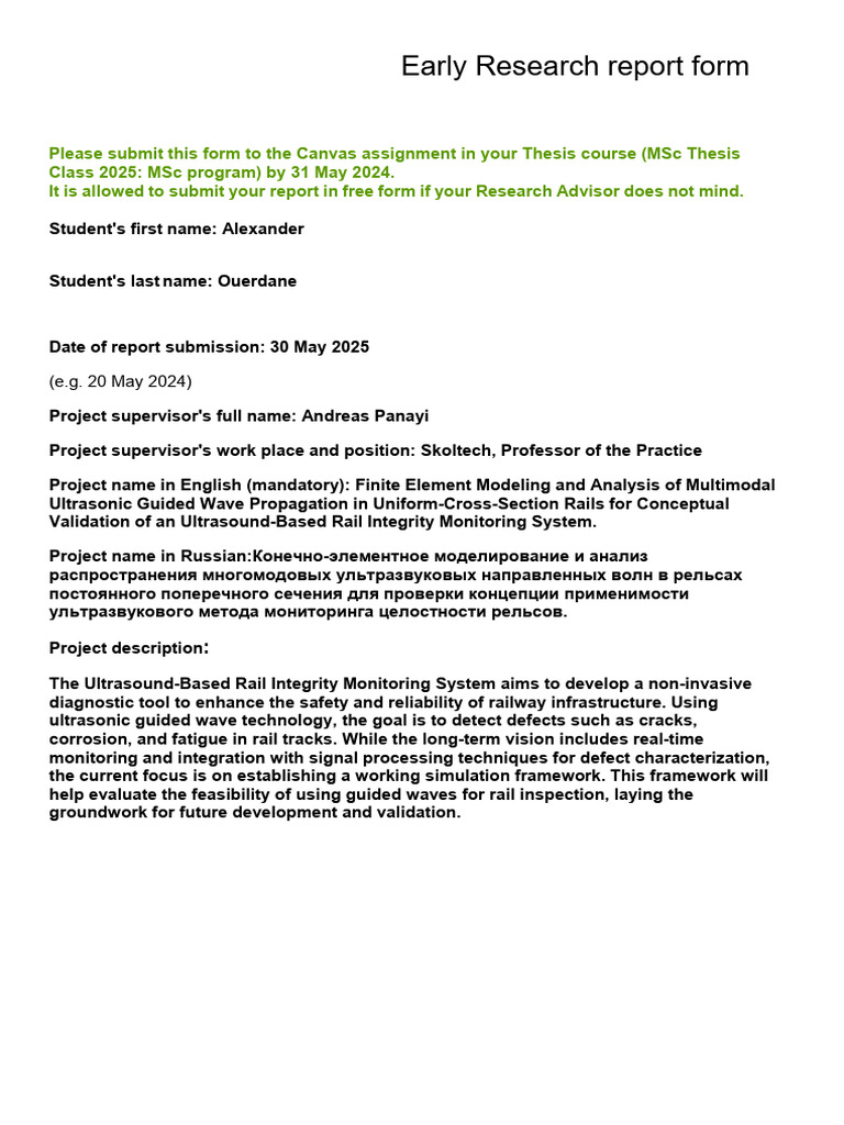 MSc Thesis Early Research Report 2025 | PDF | Simulation | Cognitive ...