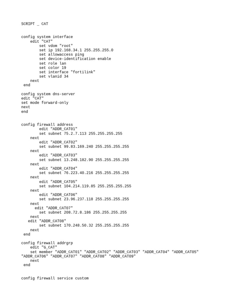Fortinet CAT Firewall Configuration Guide | PDF
