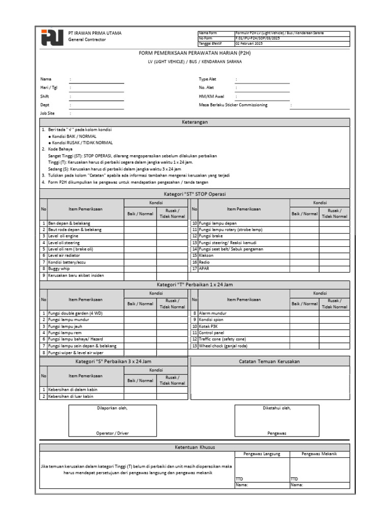 Form F.01-IPU-SOP-P2H-03-2025 | PDF