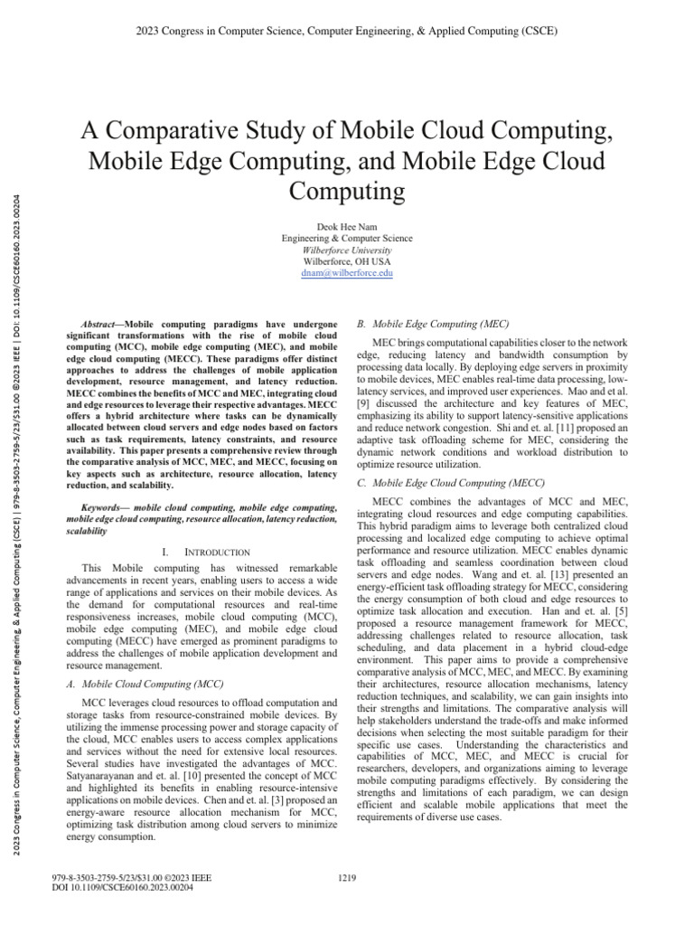 A Comparative Study of Mobile Cloud Computing Mobile Edge Computing and ...