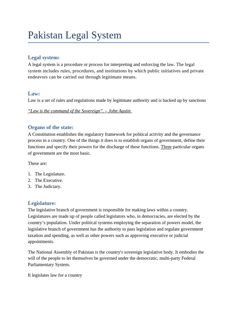 Overview of Pakistan's Legal System | PDF | Bill (Law) | Supreme Courts