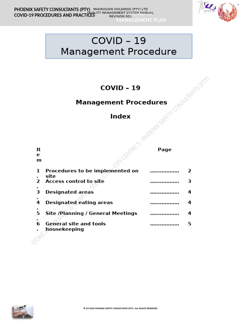 COVID-19 Management Procedures for Sites | PDF | Occupational Safety ...