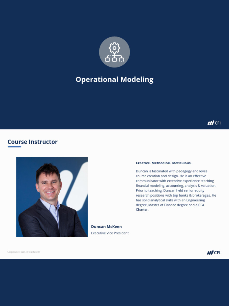 Operational Modeling Course Presentation | PDF | Depreciation | Expense