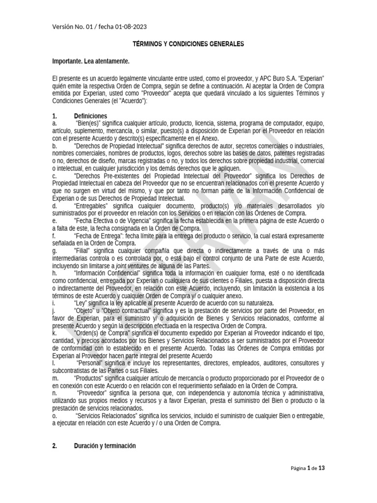 Panamá-Términos y Condiciones de La Orden de Compra de APC Buro S.A ...