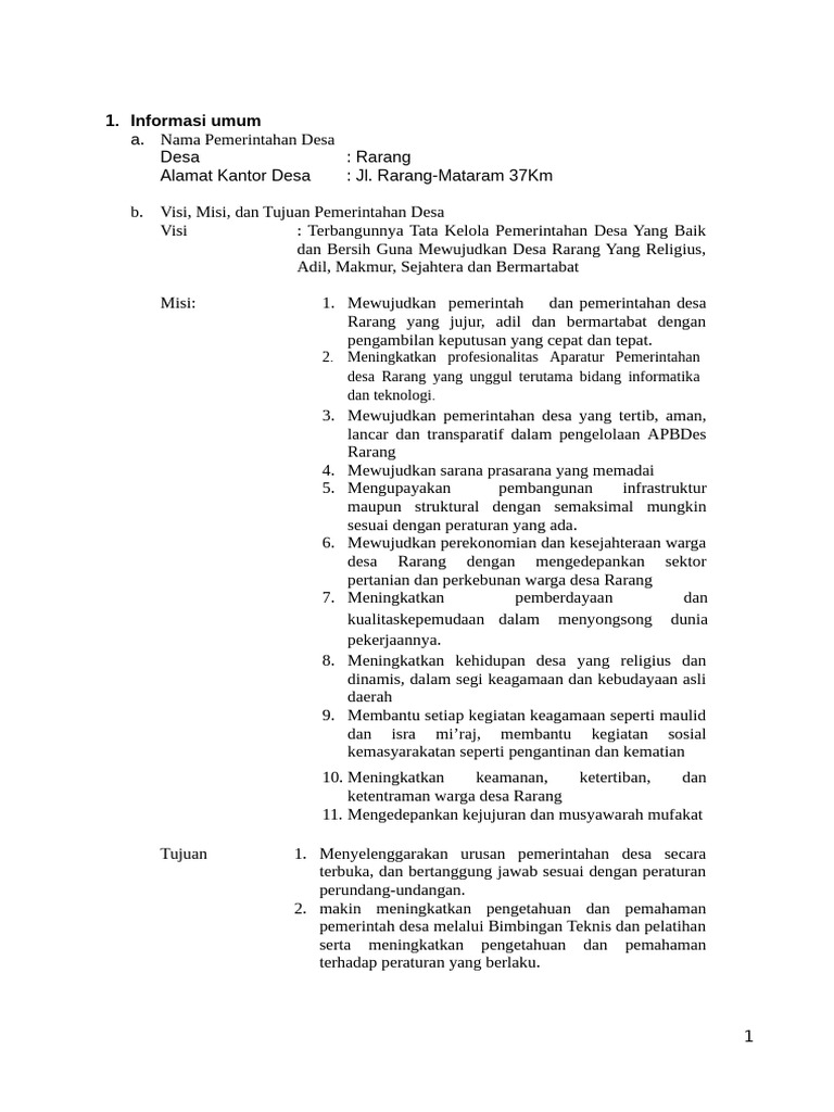 Form Isian Desa | PDF
