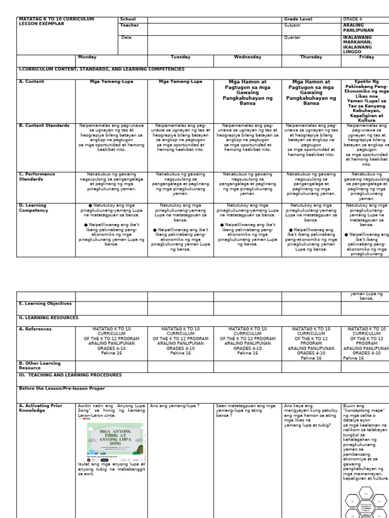 Grade 4-Q2W2 (Matatag DLL) - Ap | PDF