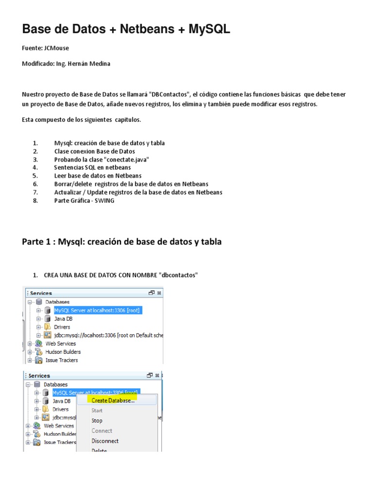 Base de Datos + Netbeans + MySQL | PDF