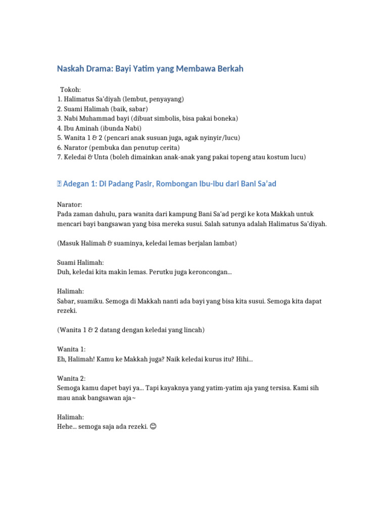 Naskah Drama Halimatus Sa Diyah | PDF