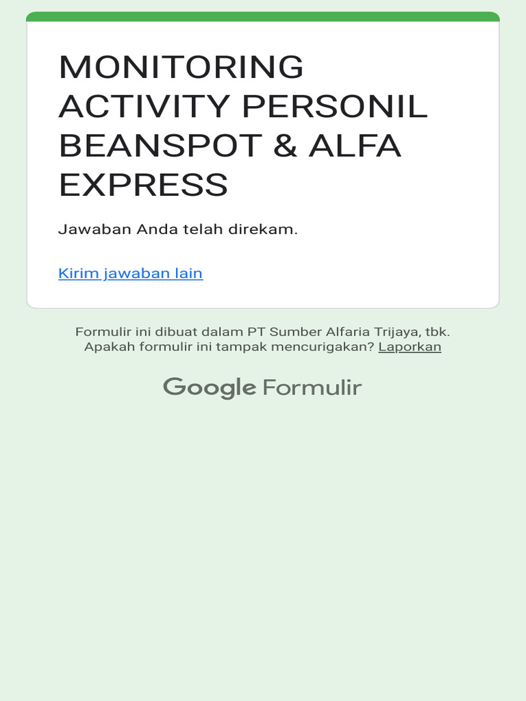 Monitoring Activity Personil Beanspot & Alfa Express | PDF