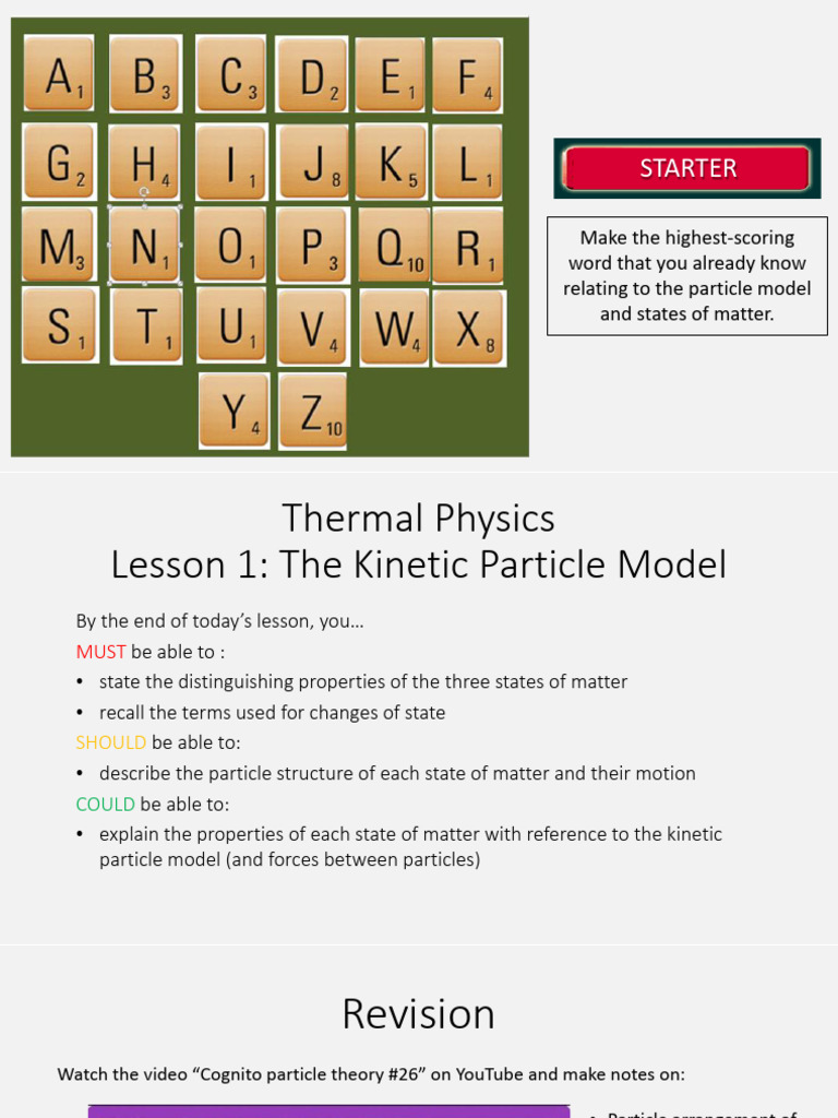 Lesson 1 - The Kinetic Particle Model (Student 2024) | PDF