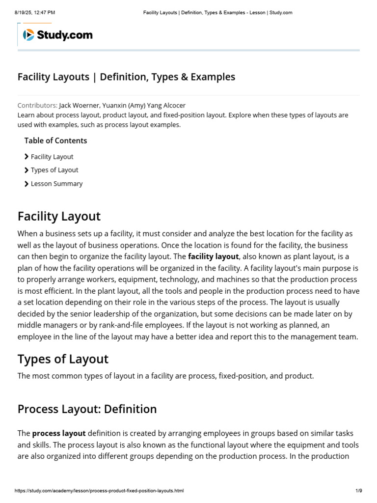Types of Facility Layout Explained | PDF | Production And Manufacturing ...