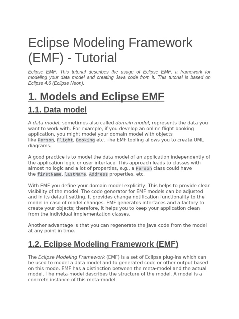 Eclipse Modeling Framework | PDF | Class (Computer Programming) | Eclipse (Software)