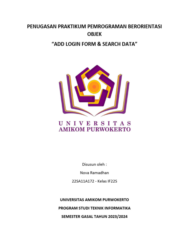 22SA11A172 - Nova Ramadhan - IF22S - Menambahkan Login Form Dan Fungsi ...