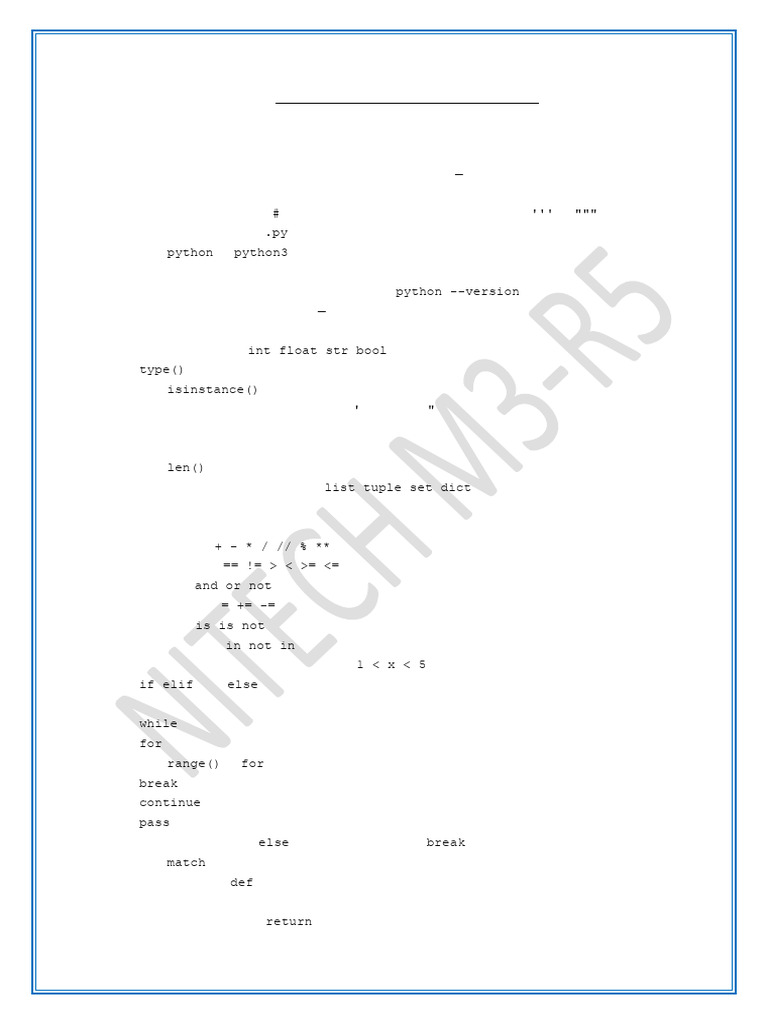 Python Points To Rem 02072025 | PDF | Control Flow | Python (Programming Language)