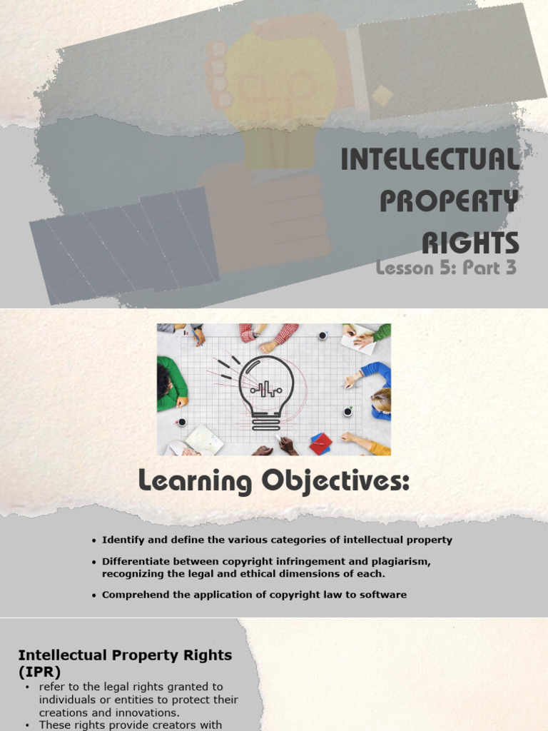 Lesson 5 Part 3 Intellectual Property Rights | PDF | Copyright ...