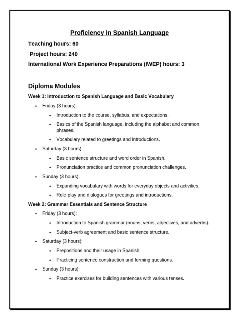 Spanish Language Proficiency Course | PDF | Spanish Language | Verb