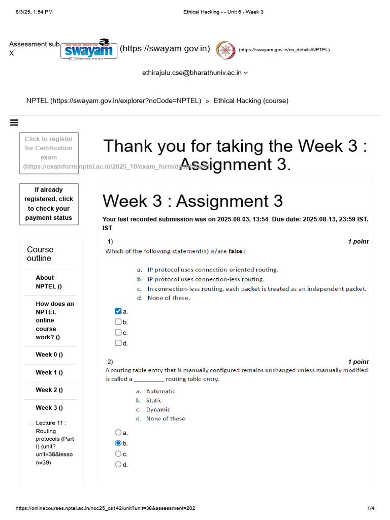 EH Week3 - Assignment3 - Solution | PDF | Qualifications | Educational ...