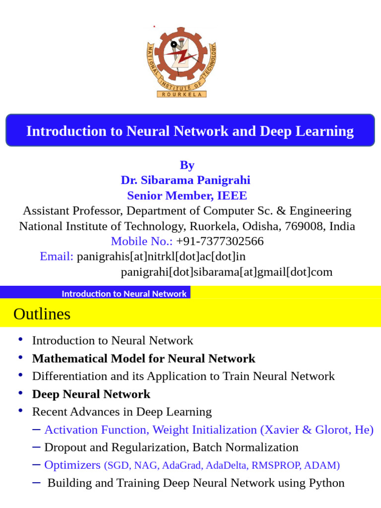 Day-1 Talk On Introduction To Neural Network and Deep Learning | PDF ...