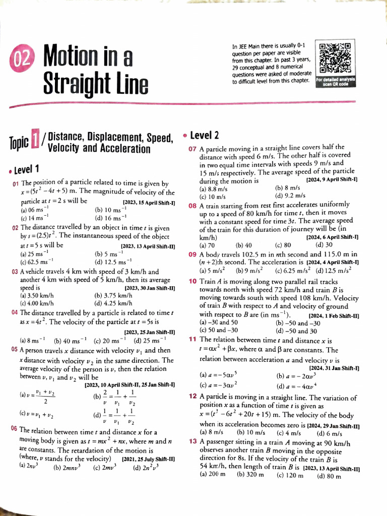Motion in a Straight Line: Concepts & Problems | PDF | Speed | Acceleration