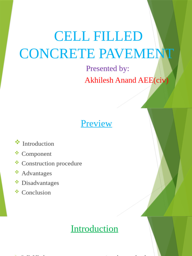 Cell-Filled Concrete Pavement Guide | PDF | Concrete | Road Surface