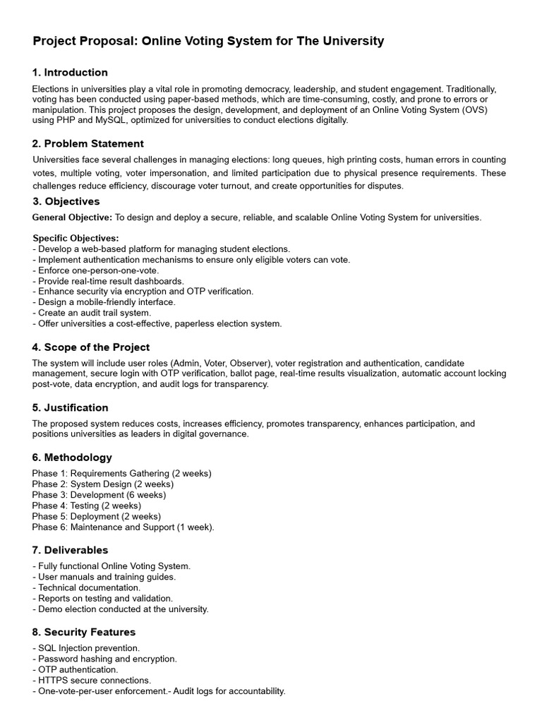 Online Voting System Proposal | PDF | Electronic Voting | Voting
