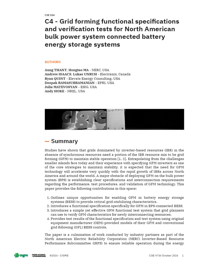 GFM Specifications for Battery Storage Systems | PDF | Ac Power ...
