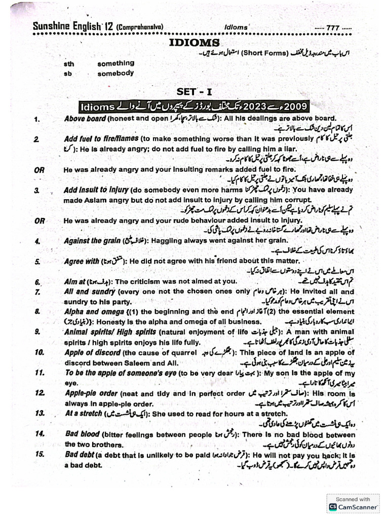 Idioms 2nd Year by Sunshine 2025 | PDF