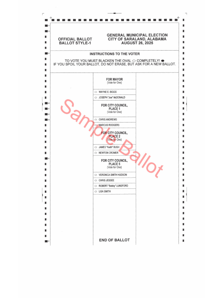 Saraland Sample Ballot | PDF