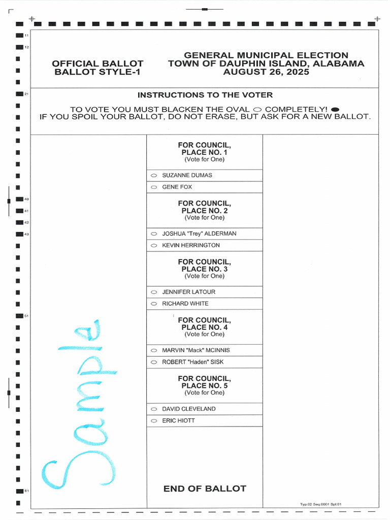 Dauphin Island Sample Ballot | PDF