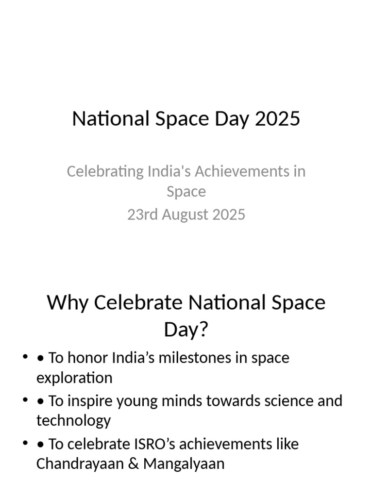 National Space Day 2025 | PDF