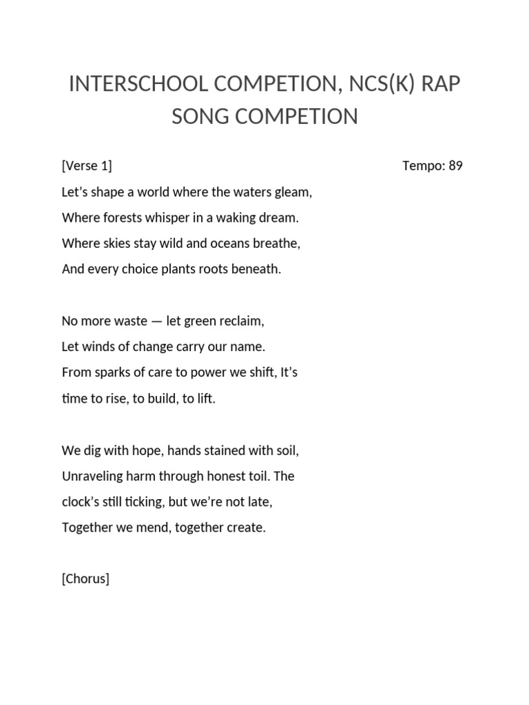 Rap Competion Document. (TOP SECRET) 0.2 Word | PDF