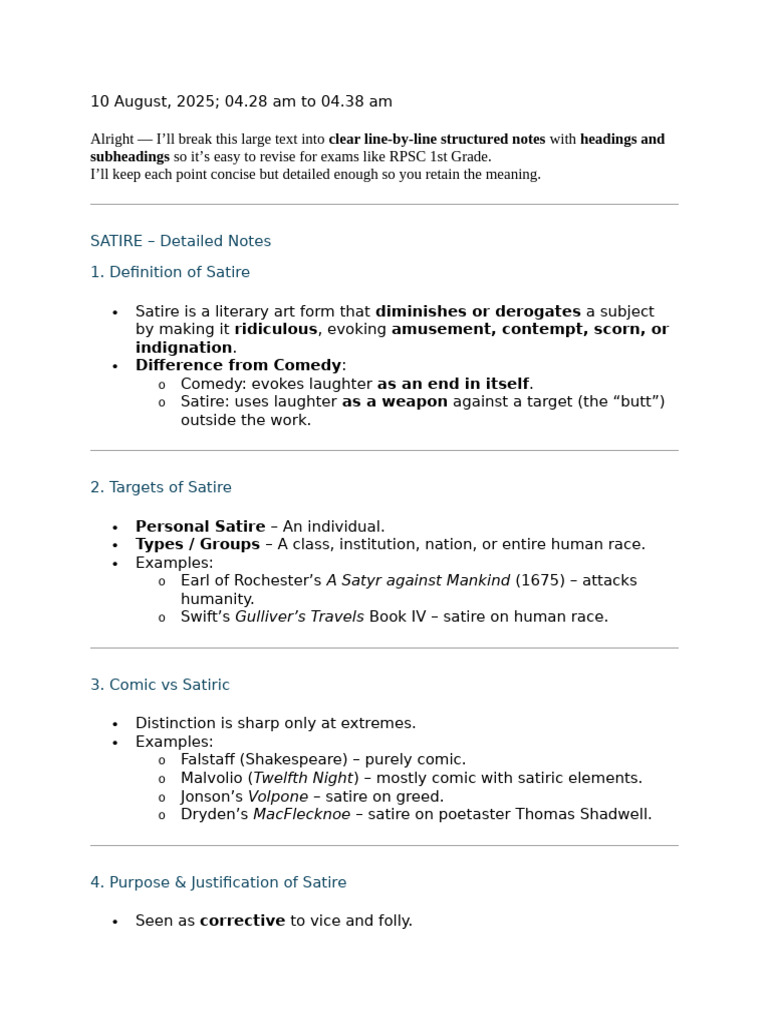 Understanding Satire: Key Concepts | PDF | Satire | Poetry