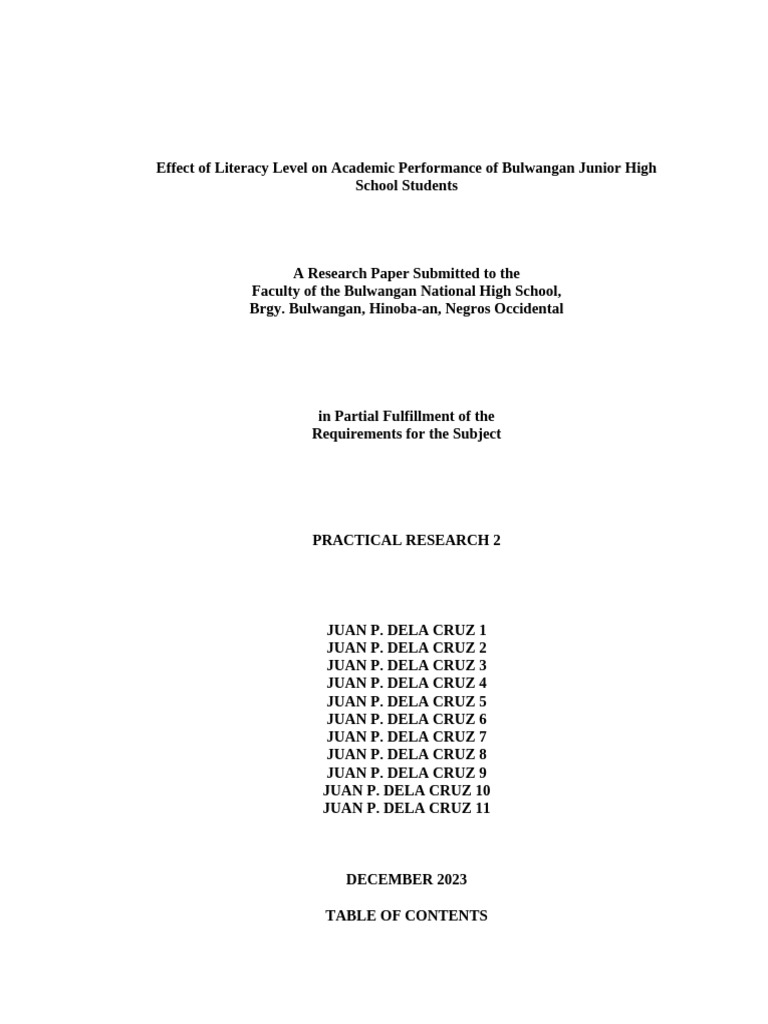 Sample Quantitative Research | PDF | Literacy | Reading Comprehension