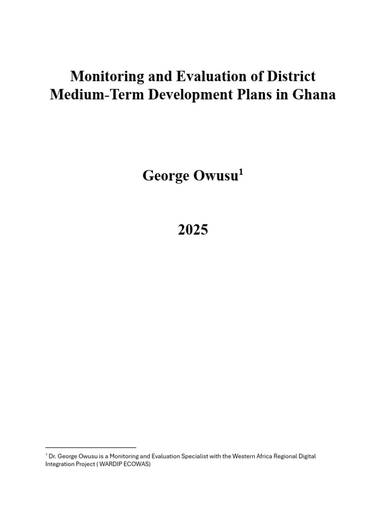 Ghana's District Development Plans M&E | PDF | Governance | Policy
