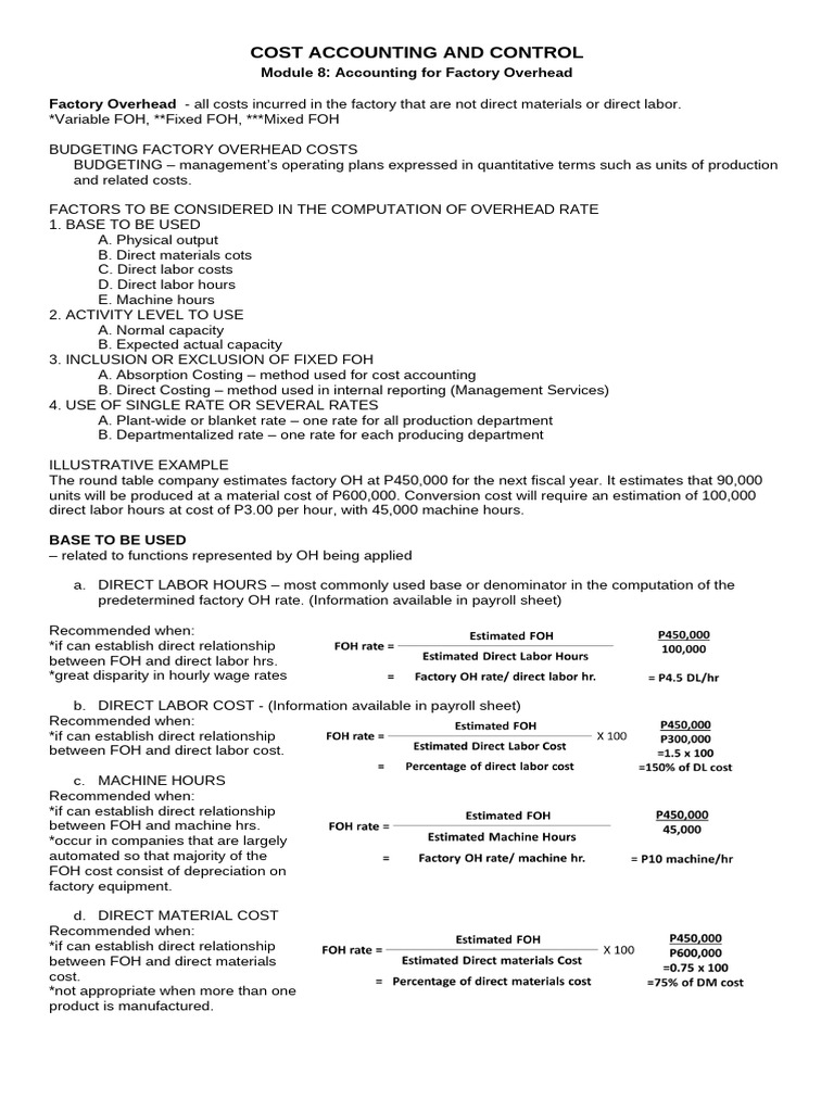 Factory Overhead Cost Accounting Guide | PDF | Cost Accounting | Economies