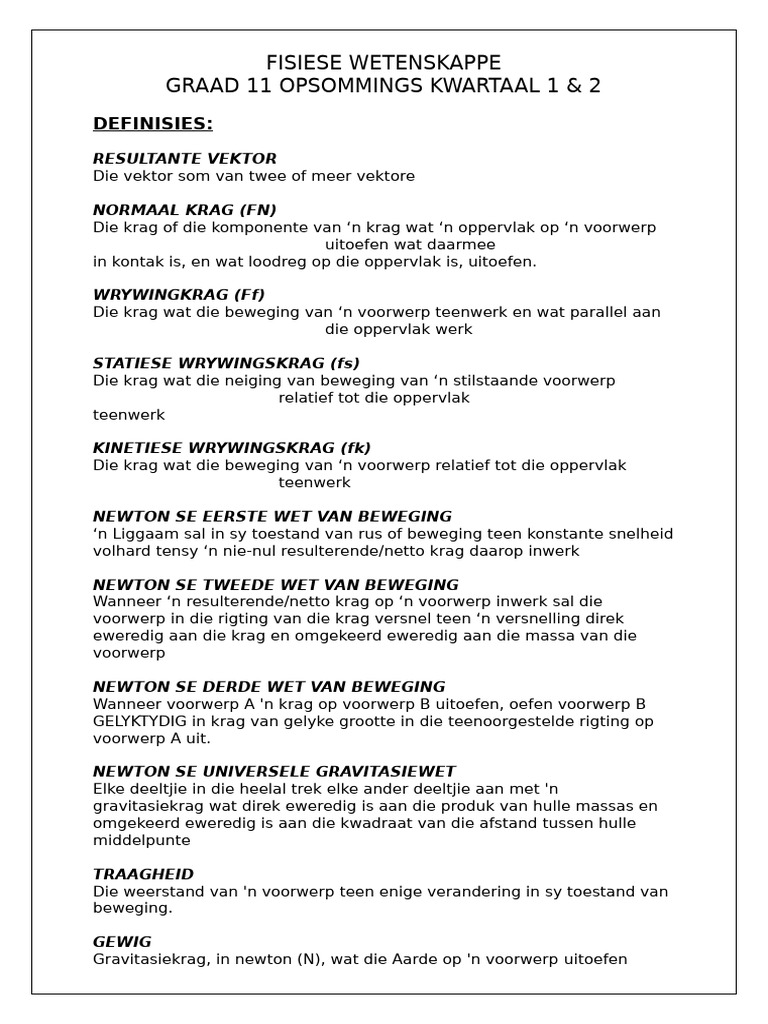 Fisies Opsommings | PDF