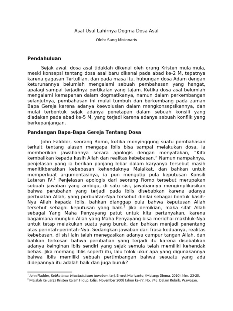 Evolusi Dogma Dosa Asal dalam Kristen | PDF