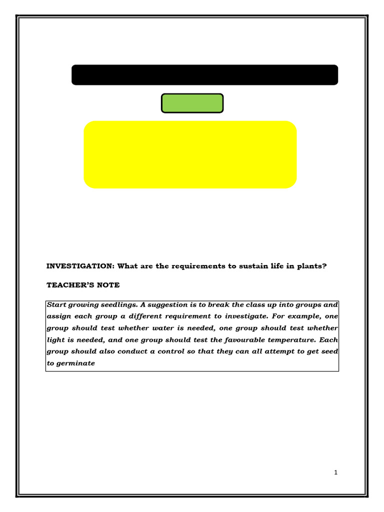 Grade 7 Natural Science Investigation Guide | PDF | Seed | Chart