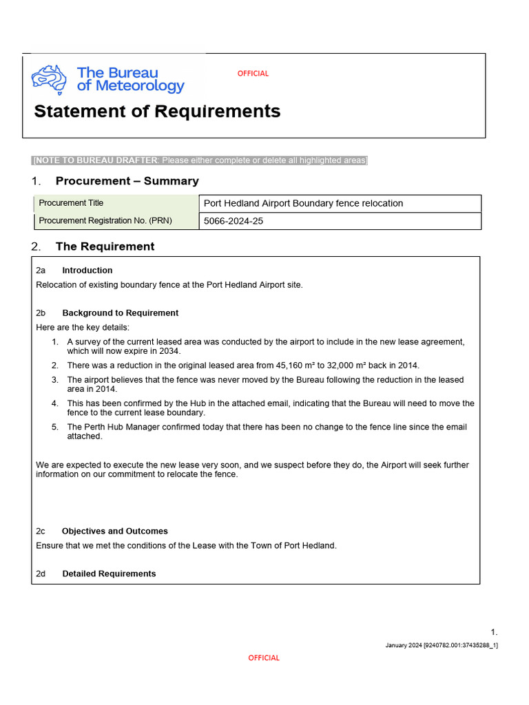 5066-2024-25 Appendix 1 Statement of Requirements | PDF | Occupational ...
