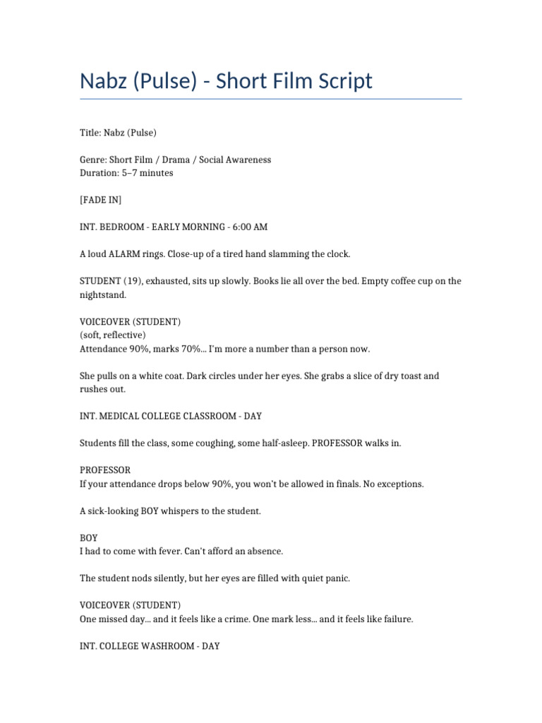 Nabz Short Film Script | PDF