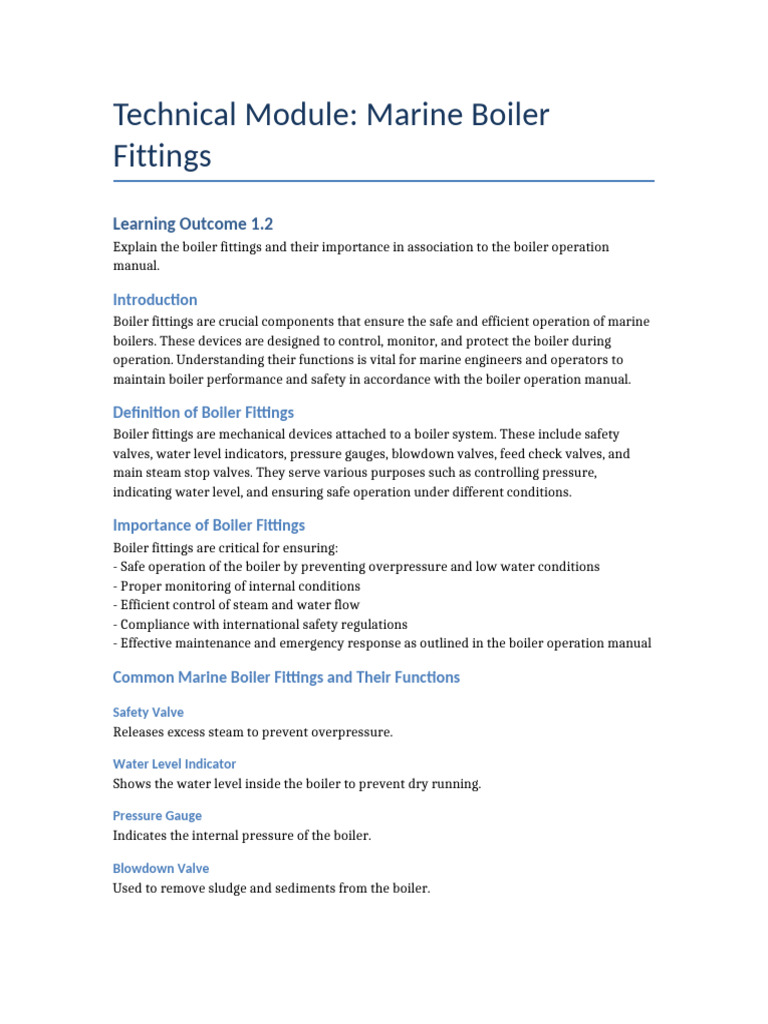Essential Marine Boiler Fittings | PDF
