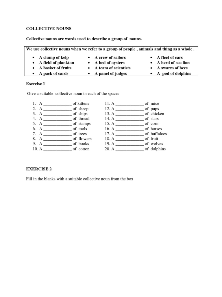 Collective Nouns Explained | PDF | Nature