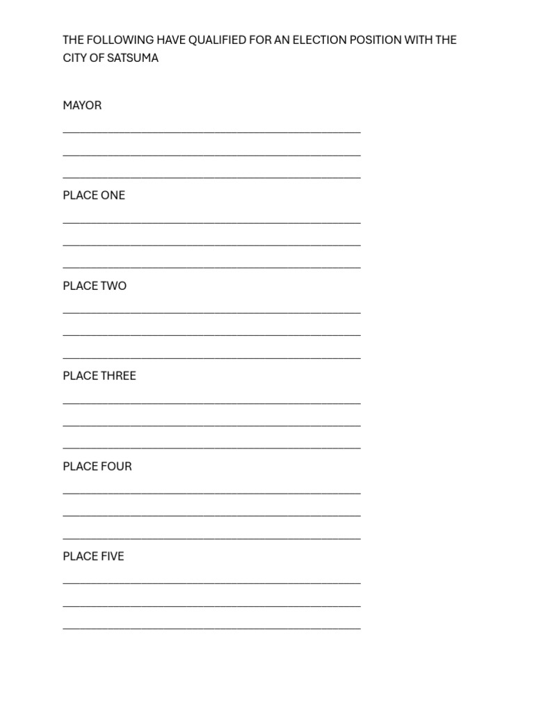 Satsuma Sample Ballot | PDF