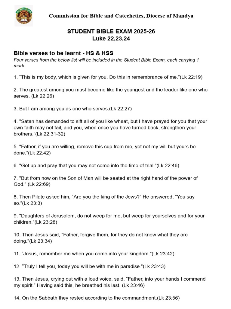 Bible Verses Luke Chapter 22, 23, 24 | PDF