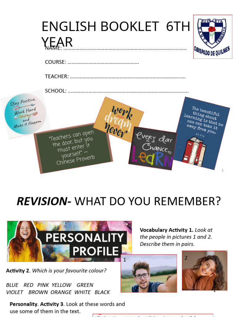 English Booklet for 6th Year Students | PDF | Linguistics | Grammar