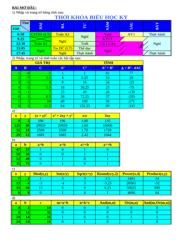 bai tap excel q12 | PDF