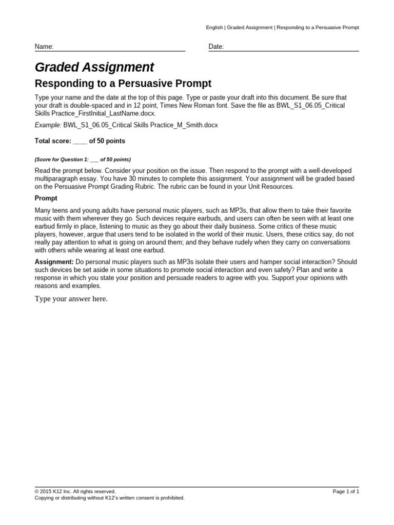 Persuasive Essay on Music Players' Impact | PDF