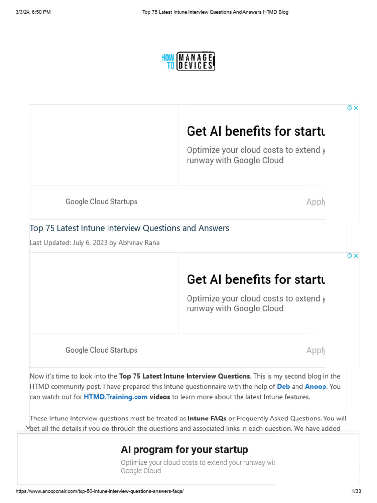 Top 75 Intune Interview Questions & Answers | PDF | Mobile App ...