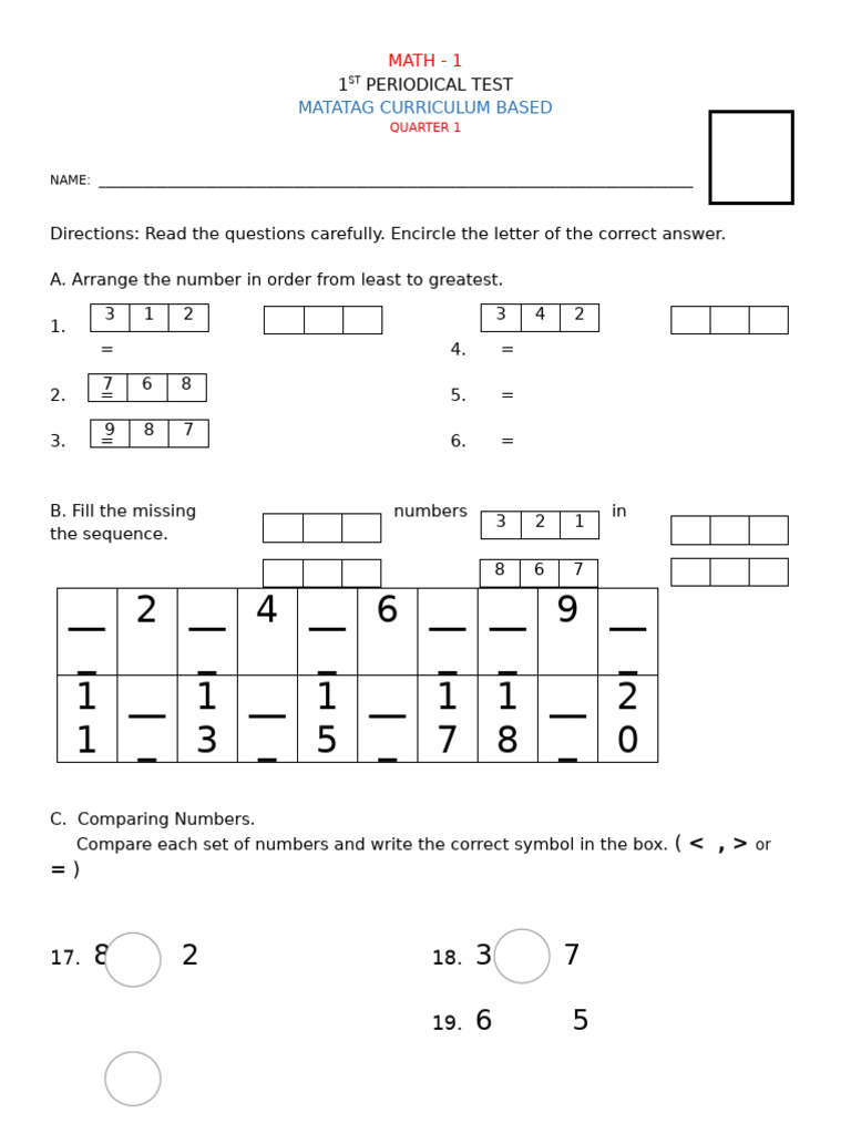 MATH Grade 1 | PDF
