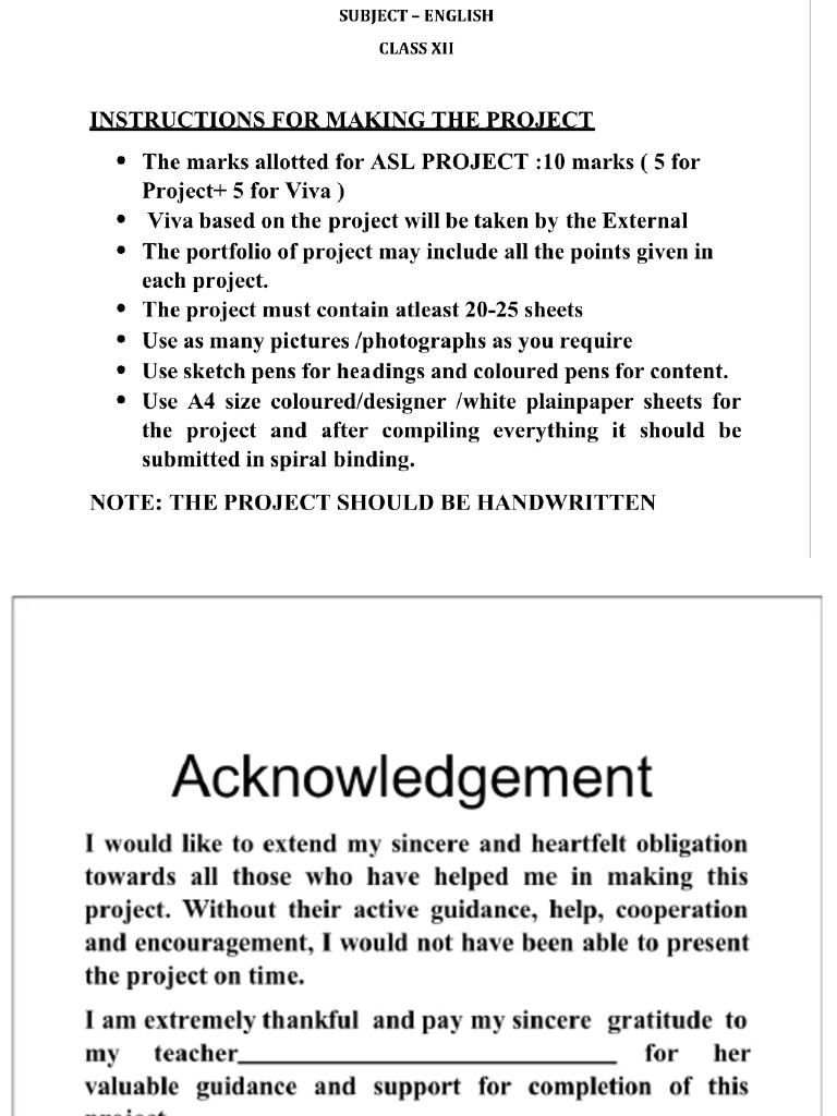 English ASL Project Guidelines | PDF